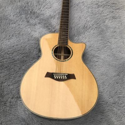 China Custom 41 Inches Solid Spruce Top Cutaway Rosewood Back 12 Strings 814 Electric Acoustic Guitar for sale