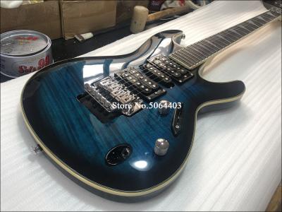China Custom 6 string electric guitar yellow tiger maple veneer rosewood fingerboard double rocking bridge free delivery for sale
