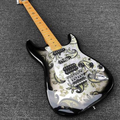 China Maple fingerboard retro color front and rear stickers electric guitar double wave electric guitar free shipping for sale