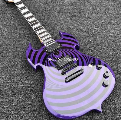 China High quality shaped electric guitar purple paint circle black veneer rosewood fingerboard FREE shipping costs for sale