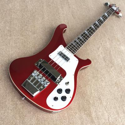China Best Bass Top quality Rick 4003 model Ricken 4 strings Electric Bass guitar in metal red color Chrome hardware for sale
