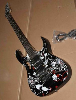 China Custom Guitar Jemseries Model Electric Guitar With 3 Pickups Abalone Flower Inlay In Multicolor Black for sale