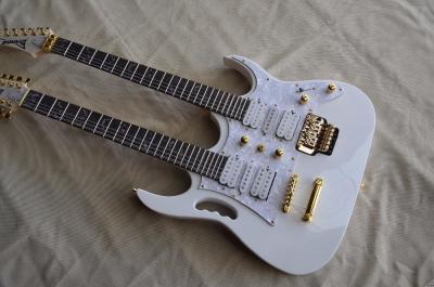 China Custom shop white color double necks electric guitar 6+12 strings maple fingerboard basswood body free shipping for sale
