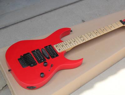 China Factory Custom Red Body Electric Guitar with Floyd Rose,HSH Pickups,Black Dots Fret Inlay,Black Hardwares for sale