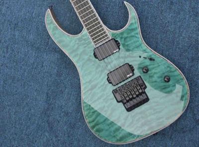 China Factory Custom Green electric guitar body black hardware mahogany body neck rosewood back side fingerboard for sale