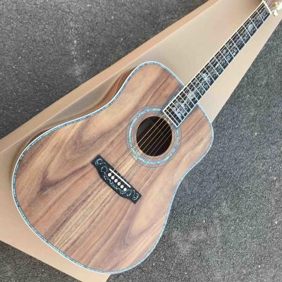 China Real Abalone Inlay 41 Inch Koa Wood Round Body Classic Acoustic Guitar Free Shipping for sale
