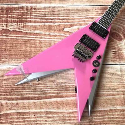 China Custom Electric Guitar 2020 New Vibrato System Pink and Metallic Silver Customizable Logo Shape for sale