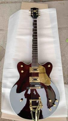 China Custom made hot semi-hollow jazz electric guitar gold hardware Wine Brown for sale