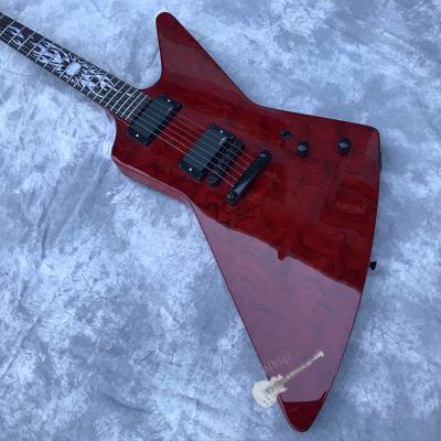 China Custom Electric Guitar Rosewood Top Covered Black Hardware in Burgundy Customized Logo Shape for sale