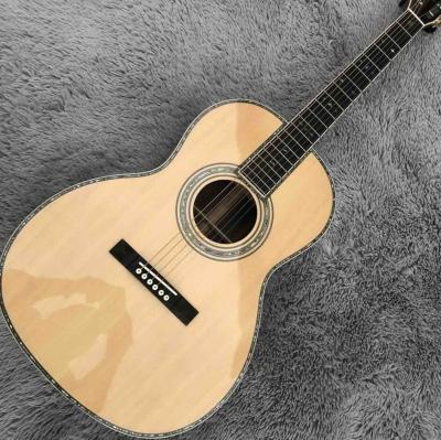 China OEM custom acoustic guitar OOO body shape Guitar solid Cedar top real abalone binding and ebony fingerboard for sale