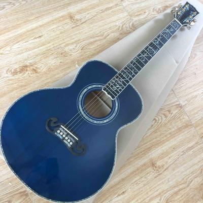 China Solid sprue top flamed maple back side all full abalone binding ebony fingerboard acoustic electric guitar for sale
