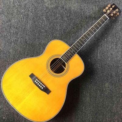 China Custom acoustic electric guitar OM body round body solid top guitar rosewood fingerboard mahogany back side with EQ for sale