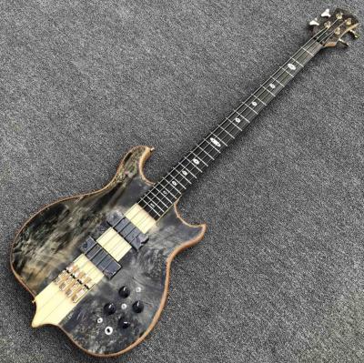 China Free shipping Burst Maple top 4 strings Bass Guitar,Neck through body,Ebony fingerboard active pickups Electric bass for sale