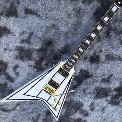 China jackson custom guitar White color Golden hardwares Blocks inlay on rosewood fingerboard flying v electric guitar 6 strin for sale