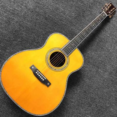 China Custom Solid Spruce Top Rosewood Back Side Ebony Fingerboard Real Abalone Binding OM Body 42s Acoustic Guitar for sale