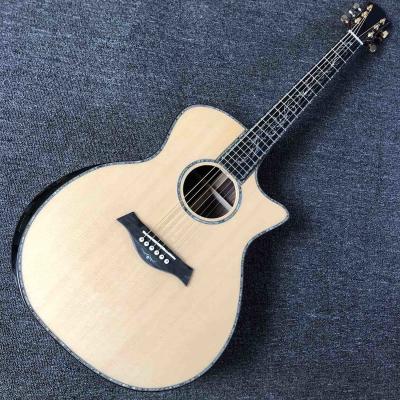 China Ebony Fingerboard 41 Inch Acoustic Electric Guitar with Arm Rest Real Abalone AAAA Solid Spruce Top Cutaway Acoustic Gui for sale