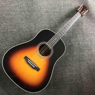 China Custom AAAA All Solid 28D Ebony Fingerboard Acoustic Guitar in Sunburst for sale