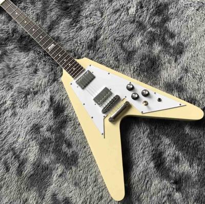 China Custom Grand V Shaped Electric Guitar in Cream White for sale
