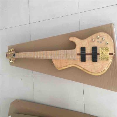 China Custom Burst Maple Top 6 Strings Bass Guitar Neck Through Body Ebony Fingerboard Active Pickups Electric Bass for sale