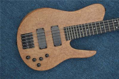 China Custom 5 Strings Neck Through Ash Body Burl 3 Piece Neck Electric Bass Guitar in Natural Wood for sale