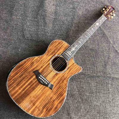 China Custom 40 Inch All Solid KOA Wood Solid Rosewood Back Side Real Abalone Acoustic Guitar with BB Band Pickup for sale