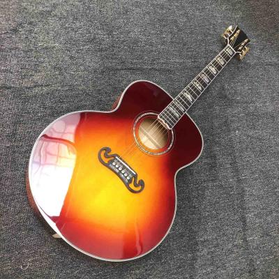 China Custom J200S 43 Inch Jumbo Acoustic Guitar Flamed Maple Back Side in Sunburst Color for sale