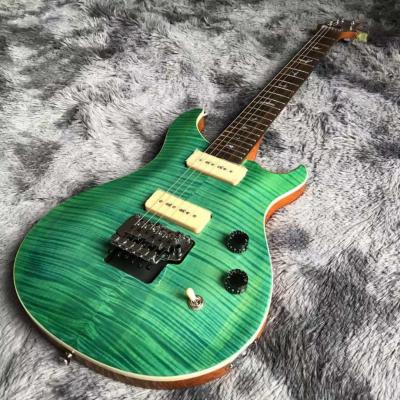 China Custom Flamed Maple Top Electric GuitarCustom Flamed Maple Top Abalone Inlays P90 Pickup Electric Guitar for sale