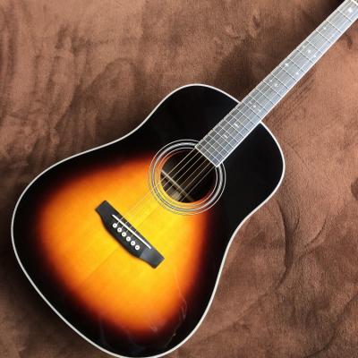 China Custom J45 Body AAAA All Solid Wood Acoustic Guitar Sandalwood Back and Sides in Sunset Color with Classic Headstock Log for sale