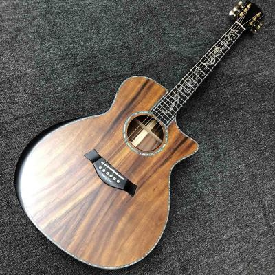 China Custom 41 Inch Matte Solid KOA Top Acoustic Guitar with Abalone Ebony Fingerboard ArmRest KOA Wood Guitar for sale