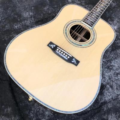 China Custom AAAAA All Solid Wood Deluxe Abalone Inlay D100 Style Acoustic Guitar for sale