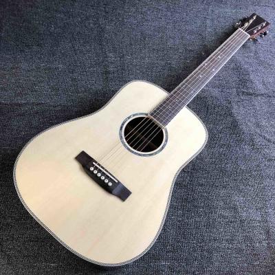 China Custom AAAAA All Solid Wood Spruce 41 Inch Herringbone Binding Acoustic Guitar for sale