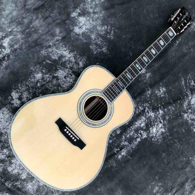 China Custom Factory Made Grand Acoustic Classic Guitar 40 Inch OM Body Acoustic Guitar Solid Spruce Top Ebony Fingerboard Rea for sale