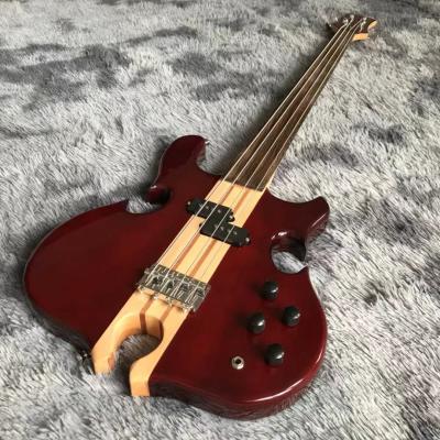 China Custom Grand ALEM Mark King Deluxe Custom 4 Strings Neck Through Body Cut Bottom Heart Guitar Bass for sale