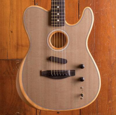 China Custom Acoustasonic Tele Sonic Natural Electric Guitar Polyester Satin Matte Finish With Dot Inlay China Black Hardware for sale