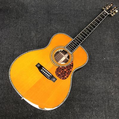China Custom 40 Inch OM Body Acoustic Guitar with Signature In Yellow for sale
