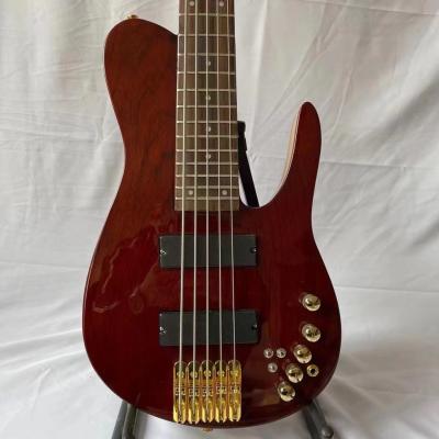 China Custom Natural Wood Burl 5 Strings Electric Bass Guitar Maple Neck Through Ash Body for sale