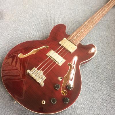 China Custom Flamed Maple Top Dot Inlay Chrome Hardware 4 String Jazz Bass for sale