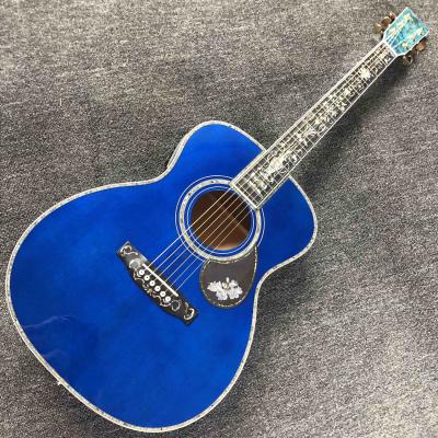 China Custom Solid Spruce 41 Inch D Style Acoustic Guitar Abalone Ebony Fingerboard Water Ripple Maple Acoustic Electric Guita for sale