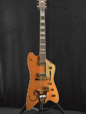 China Custom BillyBo Jupiter Orange Eddie Cochran Thunder Cow Cactus Inlay Bigs Tremolo Bridge with Gold Hardware Electric Gui for sale