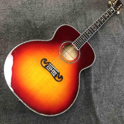 China Custom J200 Flamed Maple Back Side Abalone Binding 550A Electronic Acoustic Guitar in Sunburst for sale