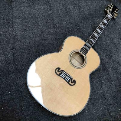 China Custom Grand GJ200FR Acoustic Guitar Red Flamed Maple Wood Back Side Abalone Binding 550A Soundhole Pickup in Natural for sale