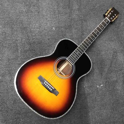 China Custom AAAAA All Solid OM Style Body Acoustic Guitar Ebony Fingerboard Coco Back Side Abalone Binding Classic Headstock. for sale