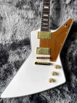 China Custom Irregular Special-Shaped Electric Guitar with White Veneer Yellow Guard Board for sale