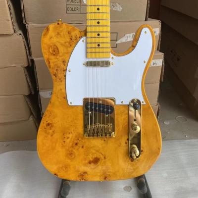 China Custom Tele Electric Guitar Burl Maple Top Basswood Body Maple Fingerboard Golden Hardware High Quality Guitar for sale