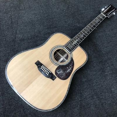 China Custom 12 Strings Solid Spruce Top 41 Inch Dreadnought Deluxe Abalone Binding Acoustic Guitar Umbrella Logo on Headstock for sale