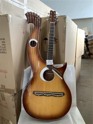 China Custom 6/6/8 Strings Double Neck Harp Electric Acoustic Guitar for sale