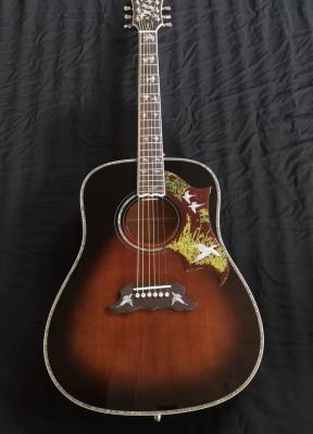China Custom Grand 41 inch Dreadnought Acoustic Guitar in Dark Brown Finish Flamed Maple Back & Sides for sale