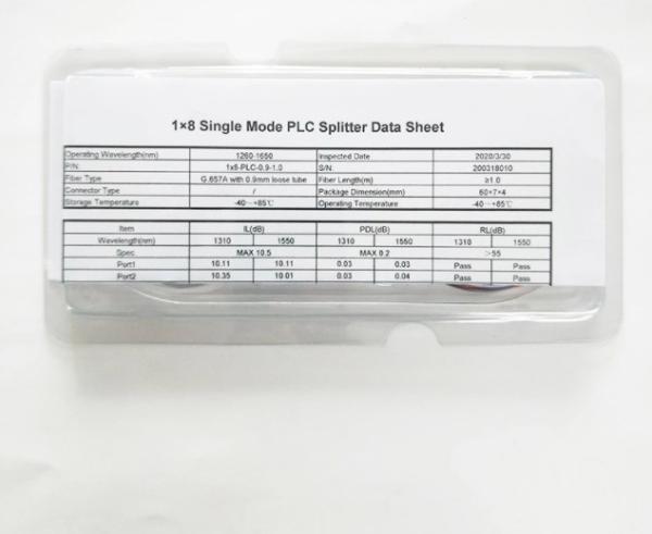 Quality 1M/1.5M G657A Fiber PLC Fiber Optic Splitter with Operating Wavelength 1260 for sale