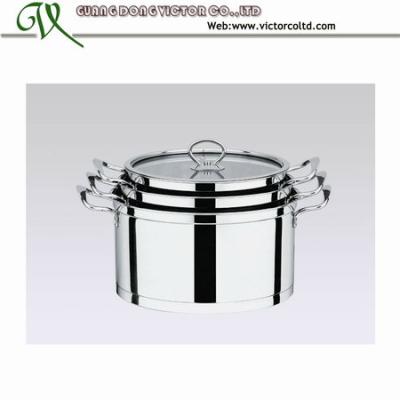 China 3 PCS Stainless steel European Pot set 18cm 20cm 22cm 24cm 26cm capsulated bottom for sale