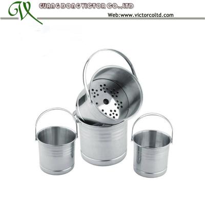 China Small stainless steel ice cube bucket with steamer S/S 410 for sale